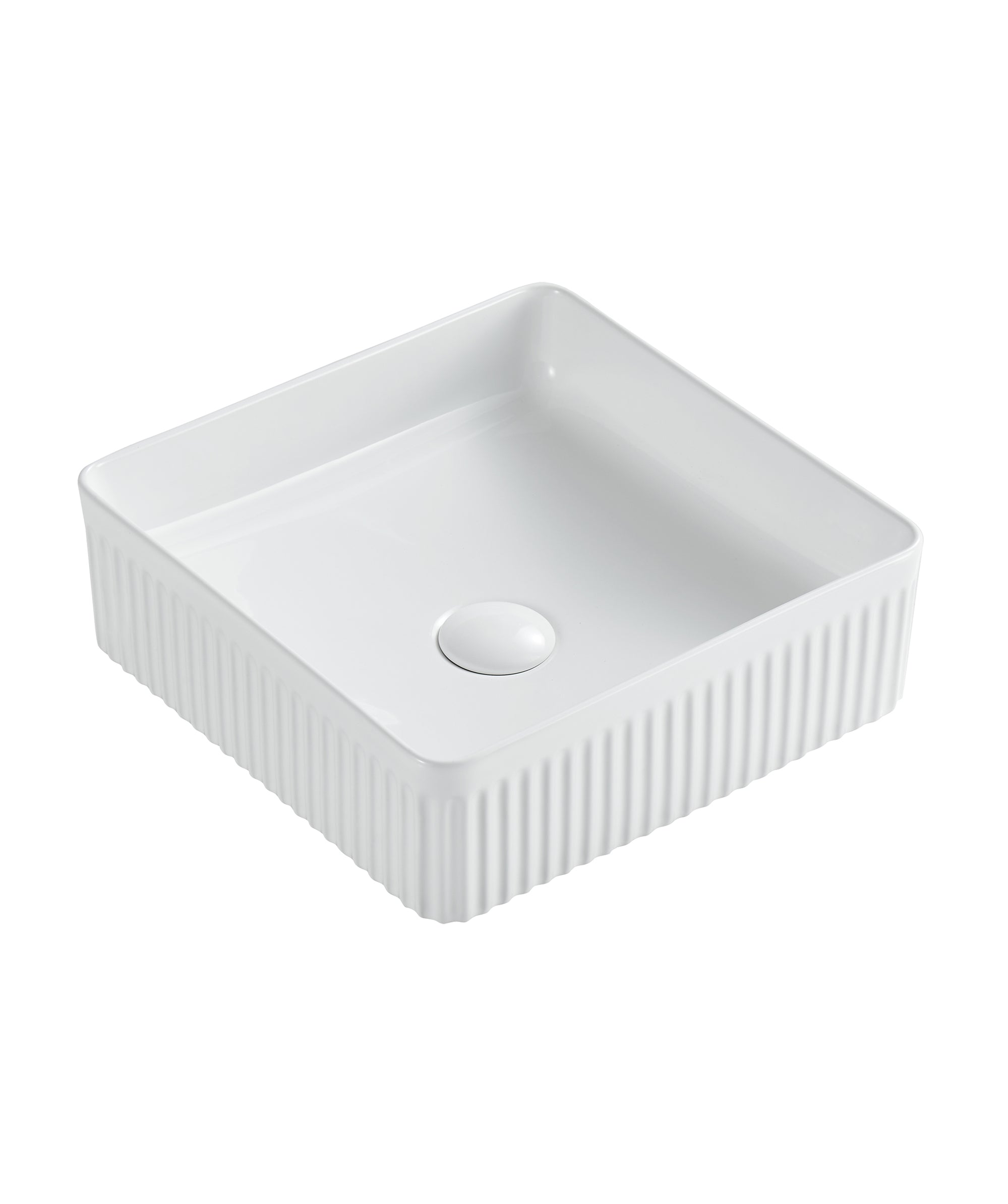 Cleo 365 Fluted Square Basin - Gloss White — goodbathco