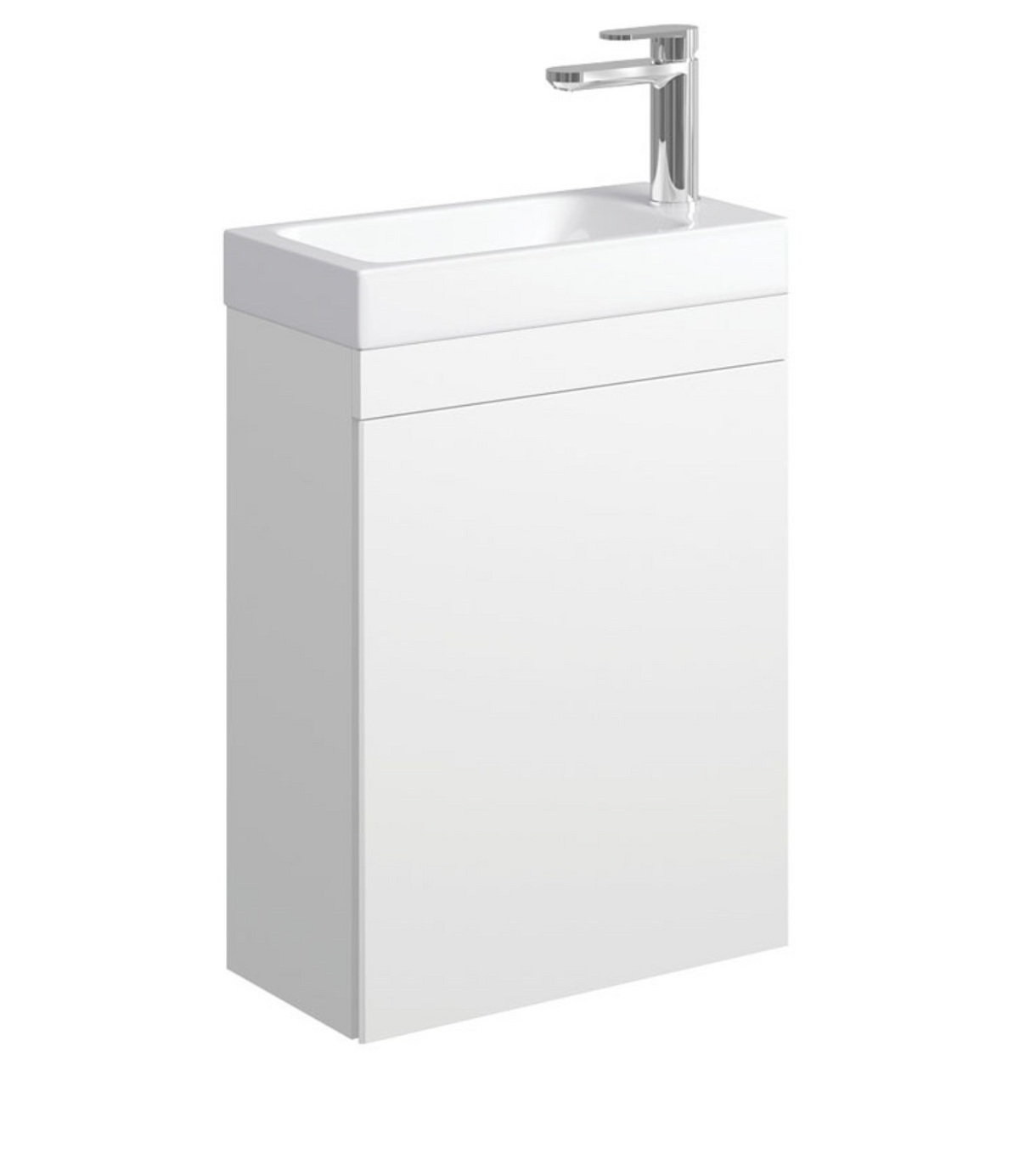 Fienza Denzel Edge Small Space Wall Hung Vanity - Matte White — goodbathco