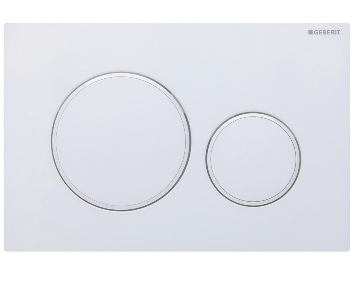 Geberit Sigma 20 Round Button Flush Plate, Matte White with White Trim ...
