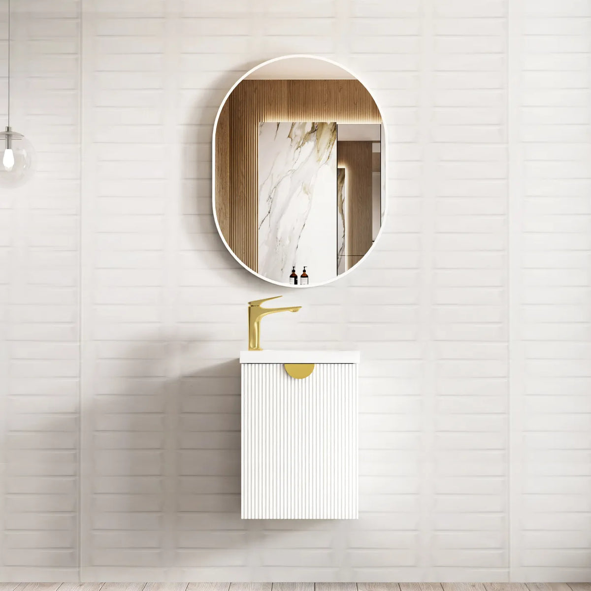 Otti Mini Fluted Ensuite Vanity - 400 - Matte White — goodbathco