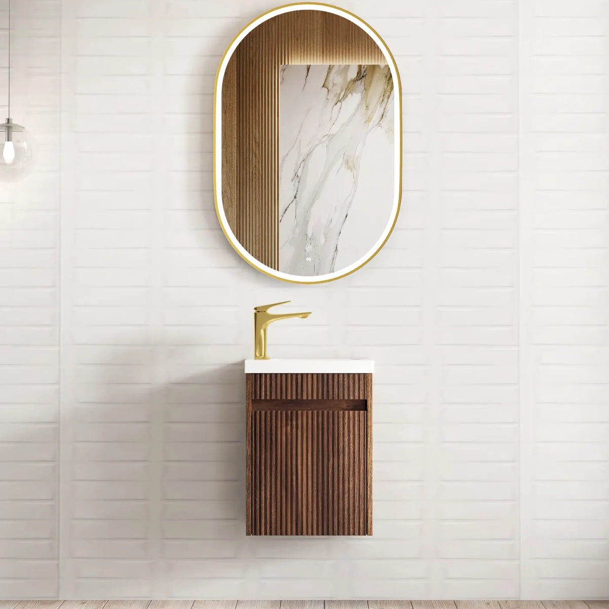 Otti Mini Fluted Ensuite Vanity - 400 - Sable Walnut — goodbathco